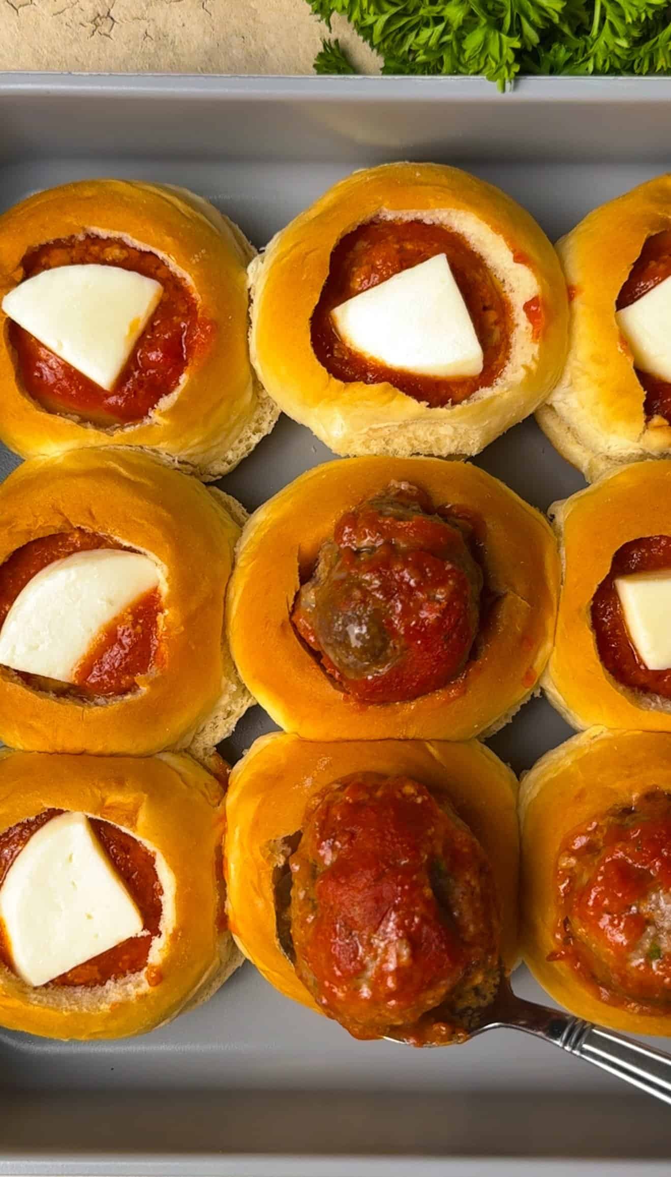 Italian Meatball Sliders with Mozzarella