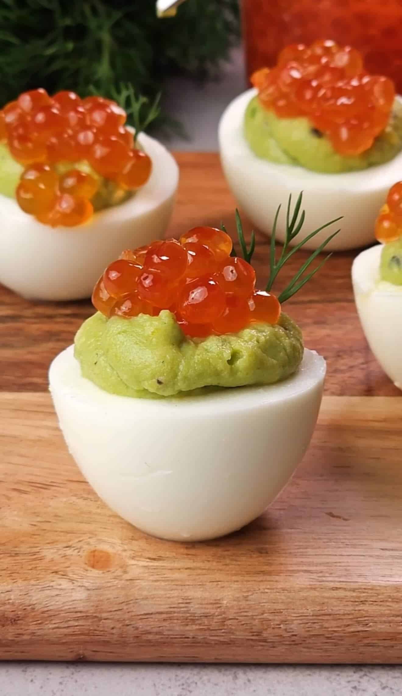 Avocado Deviled Eggs with Caviar – Easy Low-Carb Appetizer