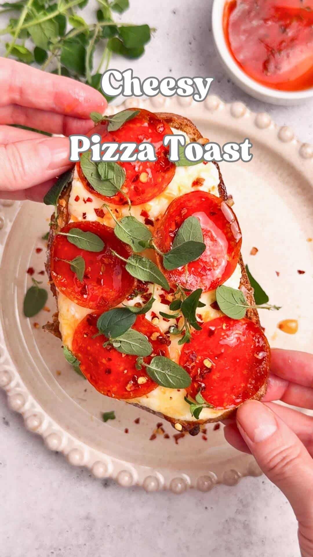 Easy Pizza Toast Recipe (Air Fryer, 10 Minutes, Crispy Sourdough)