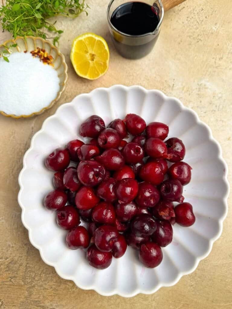 Small Batch Dark Cherry Jam with Red Wine and Thyme
